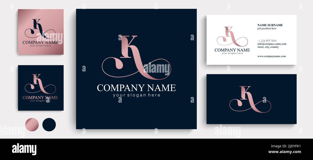 K letter monogram. Elegant luxury K logo. Calligraphic style. Corporate ...