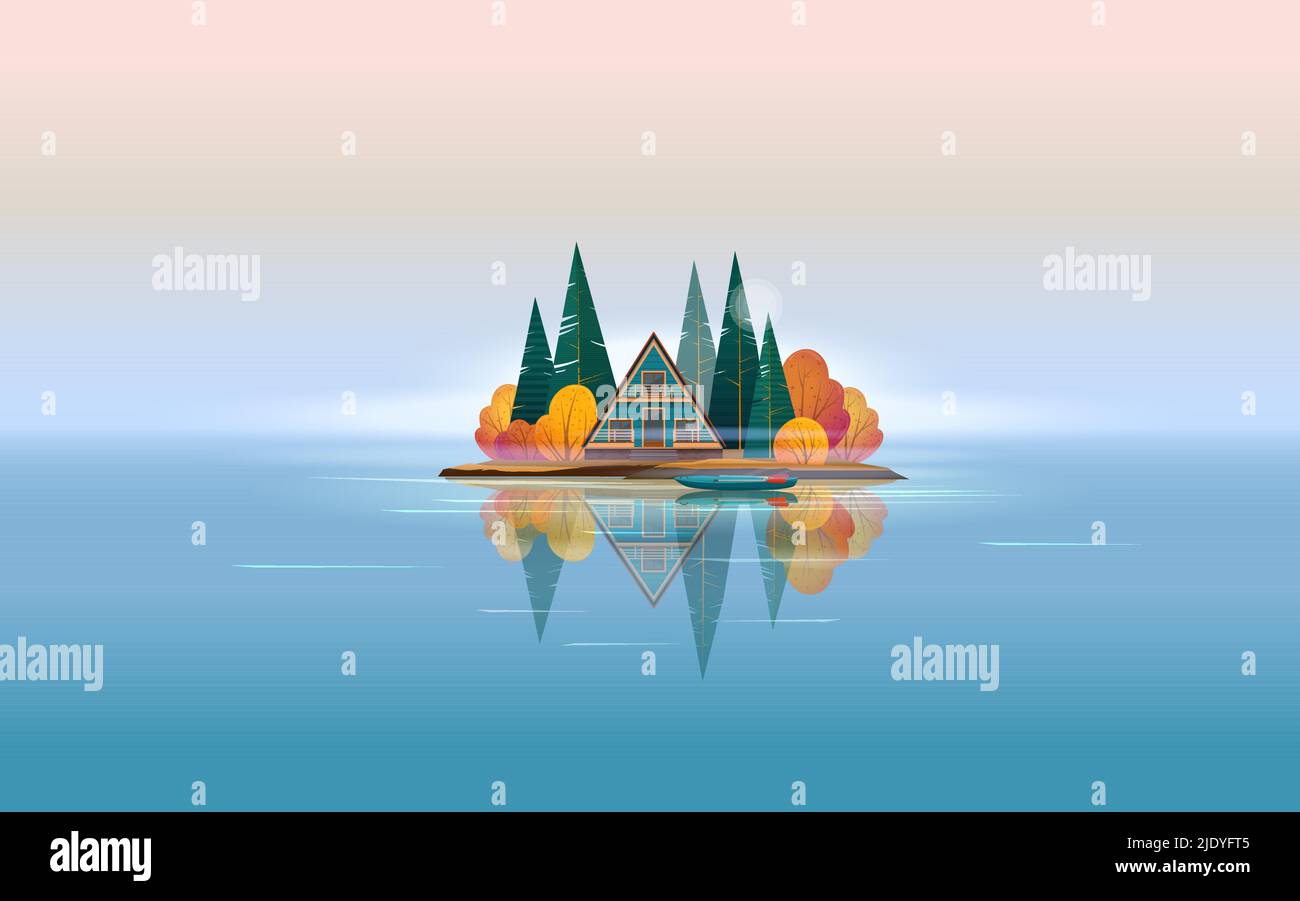 House on water view Stock Vector Images - Alamy