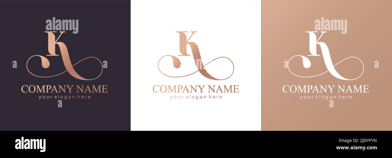 K letter monogram. Elegant luxury K logo. Calligraphic style. Corporate ...