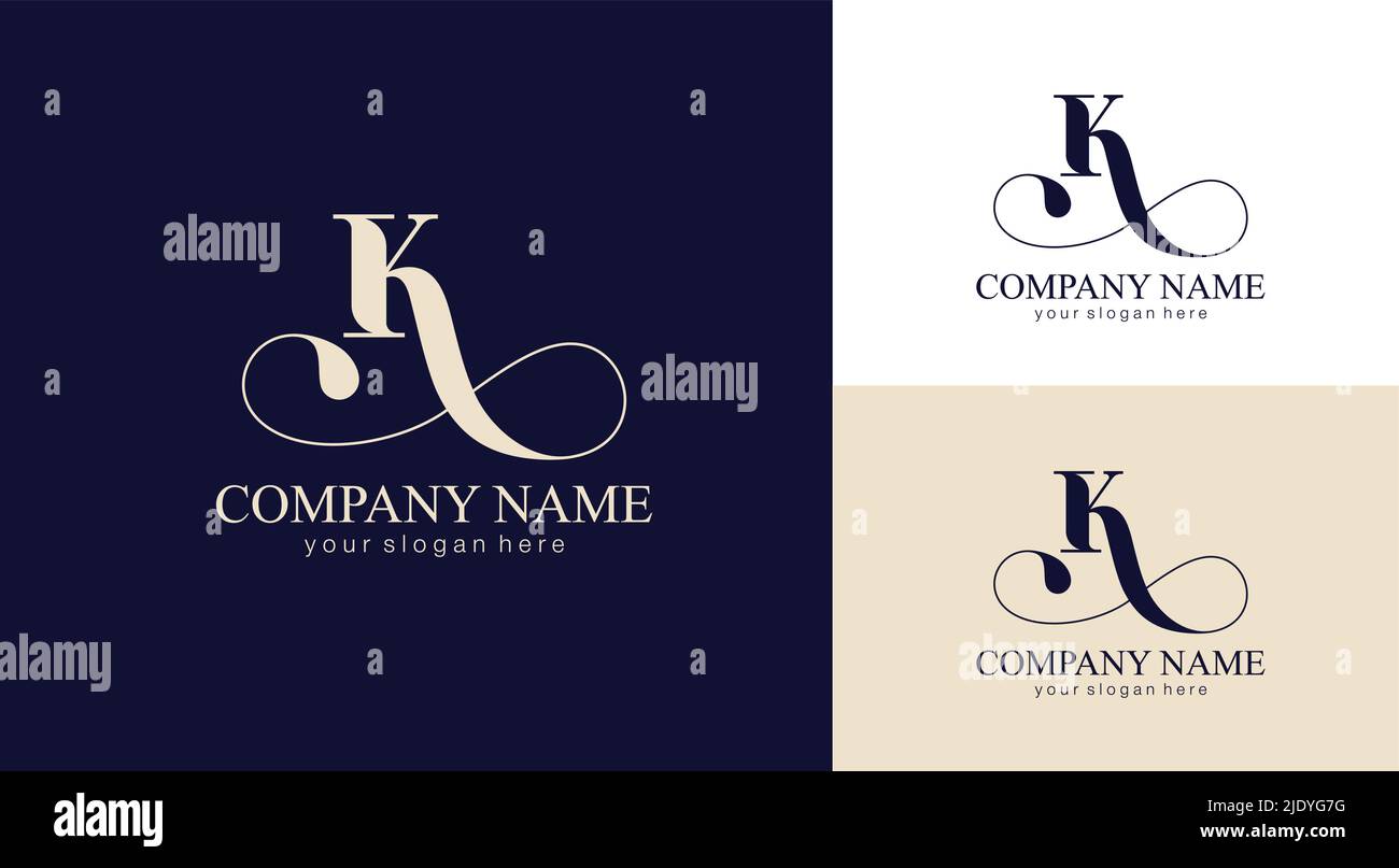K letter monogram. Elegant luxury K logo. Calligraphic style. Corporate ...