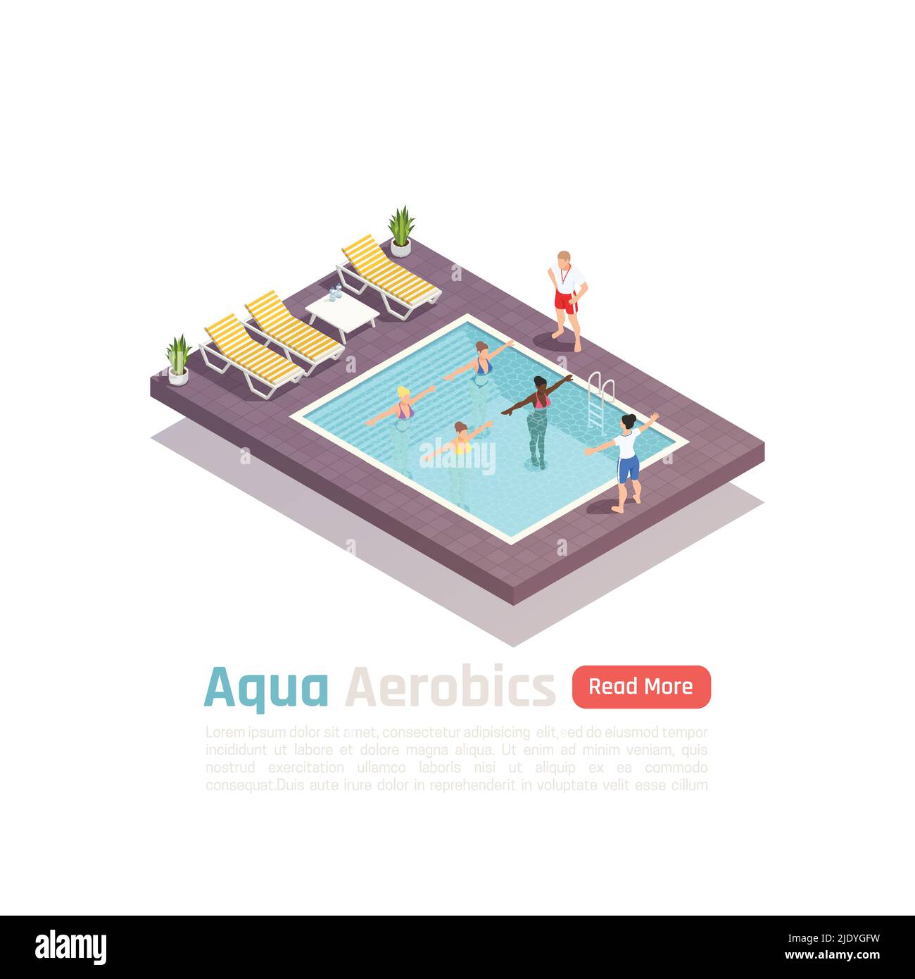 Water aerobics fitness exercise isometric composition with aqua ...