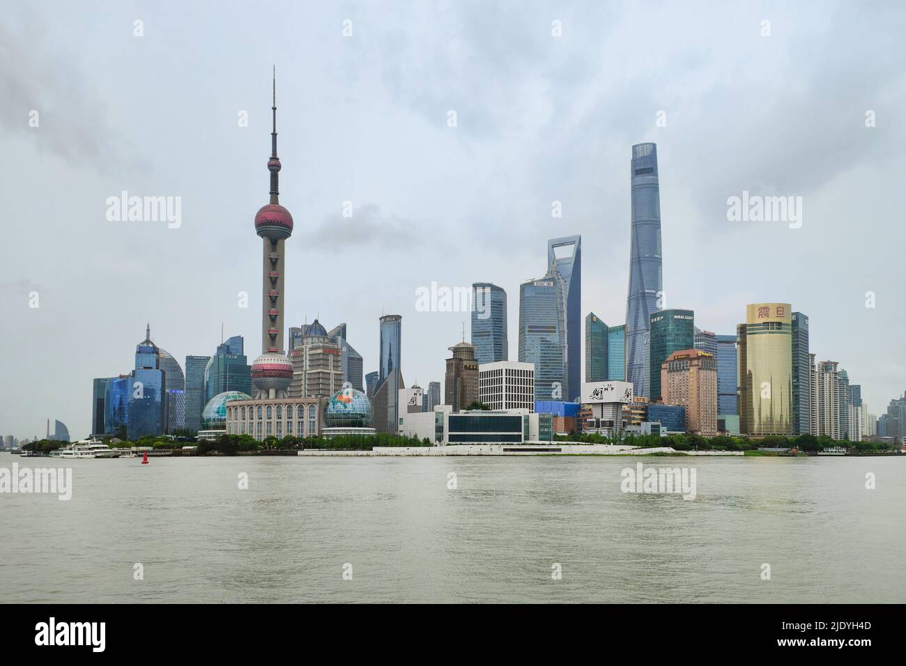 SHANGHAI, CHINA - JUNE 24, 2022 - The Bund in the rain on June 24, 2022 ...