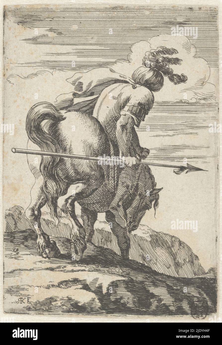 Easterner on horseback, print maker: Theodorus van Kessel, (mentioned ...