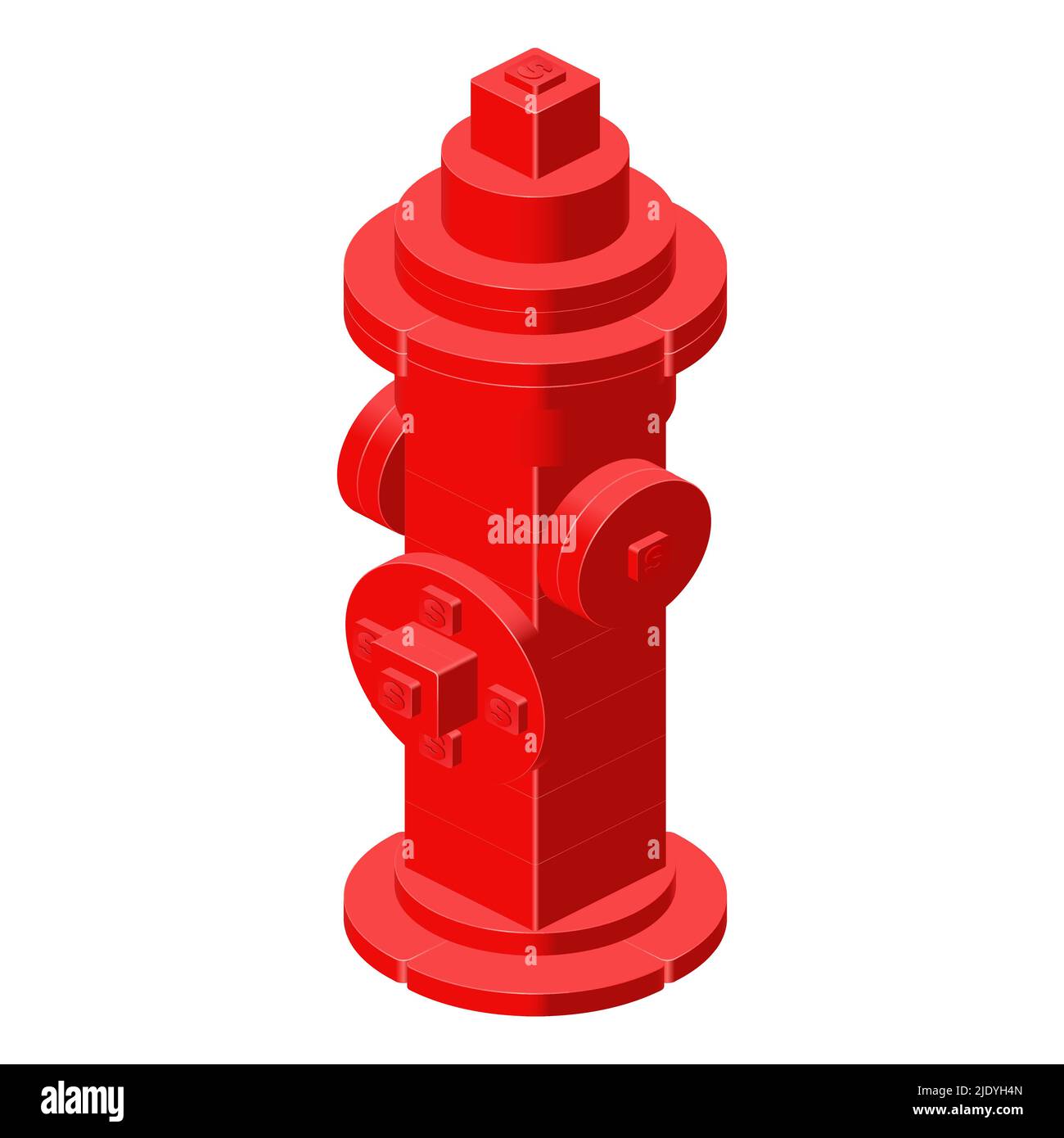 Red fire hydrant in isometric style for print and design.Vector ...