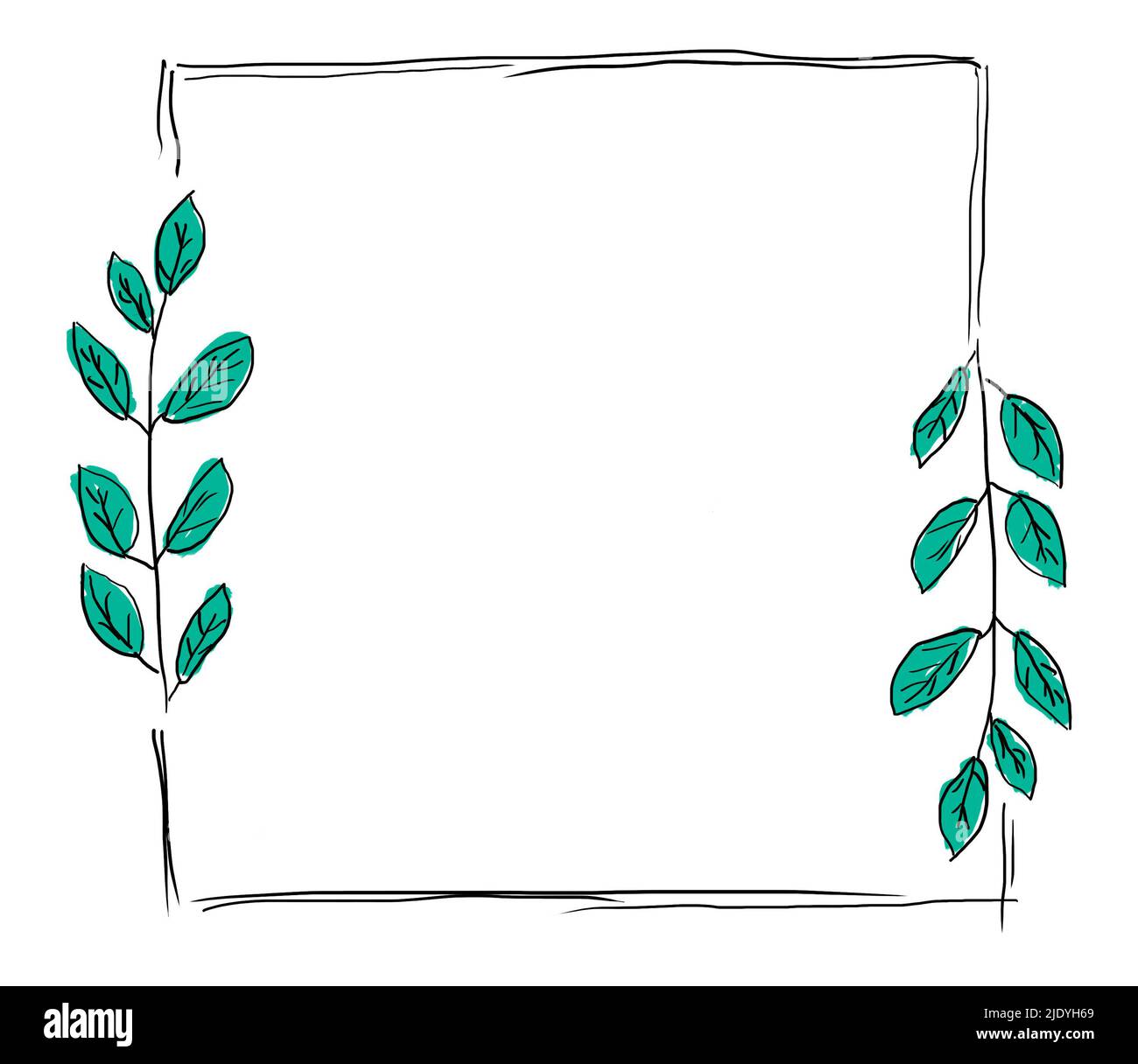 Simple doodle botanical frame, hand drawn botanical for you design ...