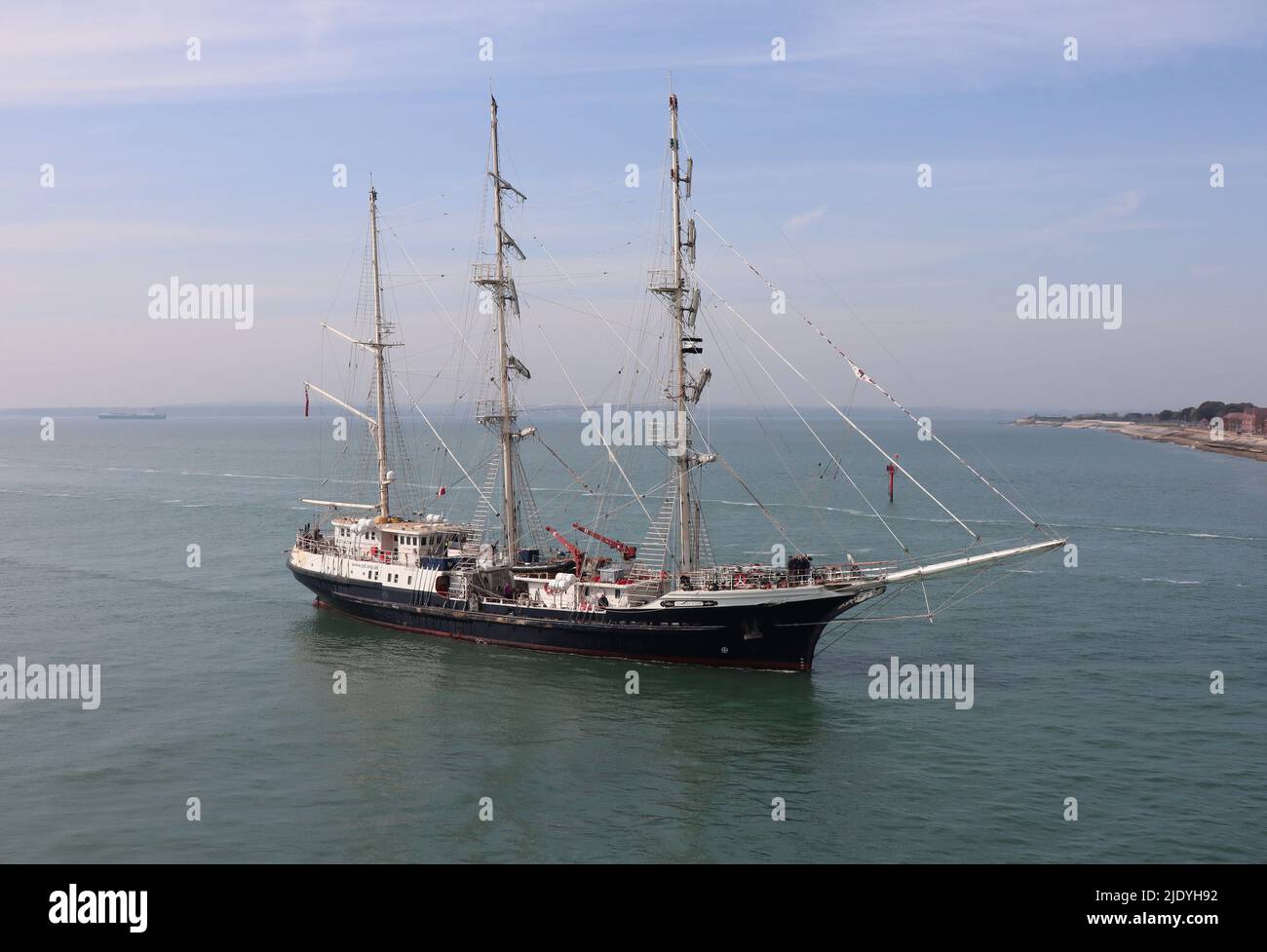 The three masted barque TENACIOUS about to enter harbour. The sailing ...