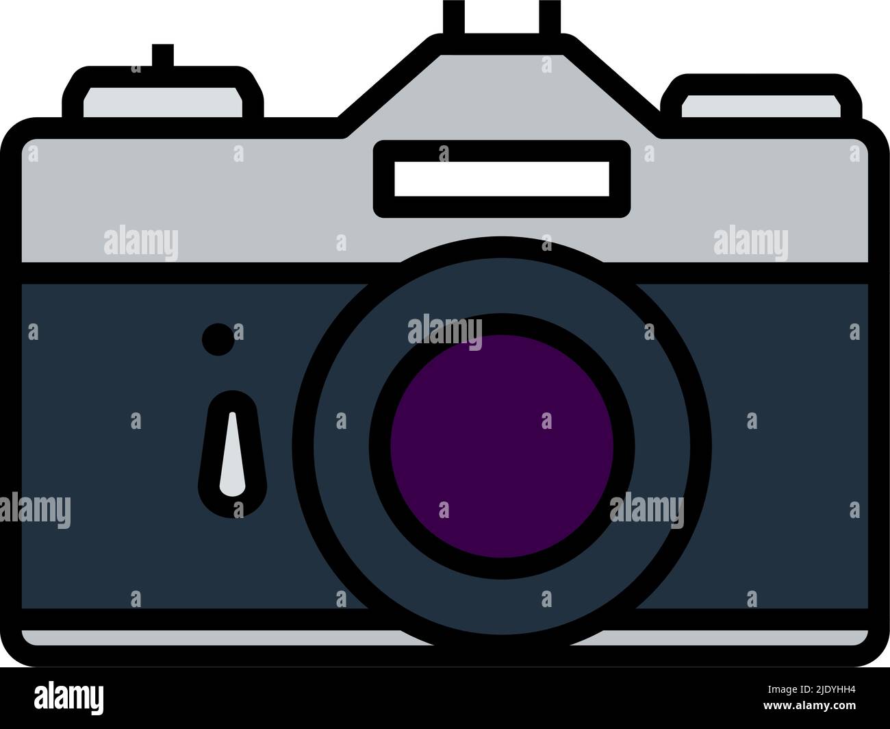 Icon Of Retro Film Photo Camera. Editable Bold Outline With Color Fill ...