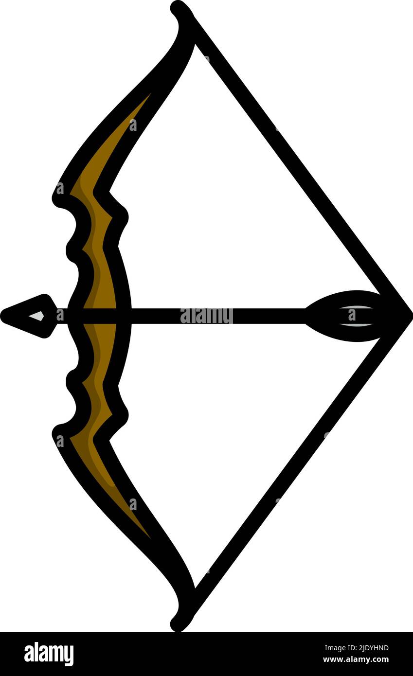 Bow With Arrow Icon. Editable Bold Outline With Color Fill Design ...