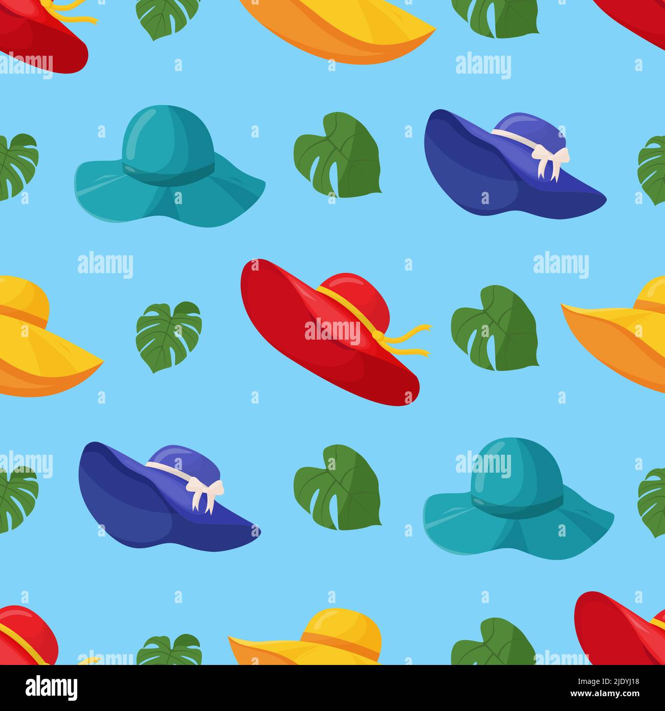 Summer hat seamless pattern Stock Vector Images - Alamy