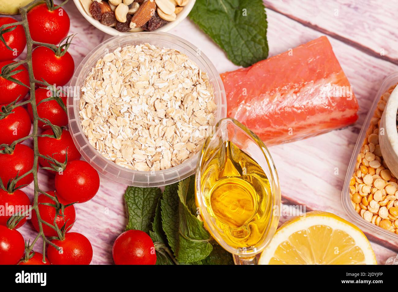 Balanced diet food background. Organic food for healthy nutrition ...