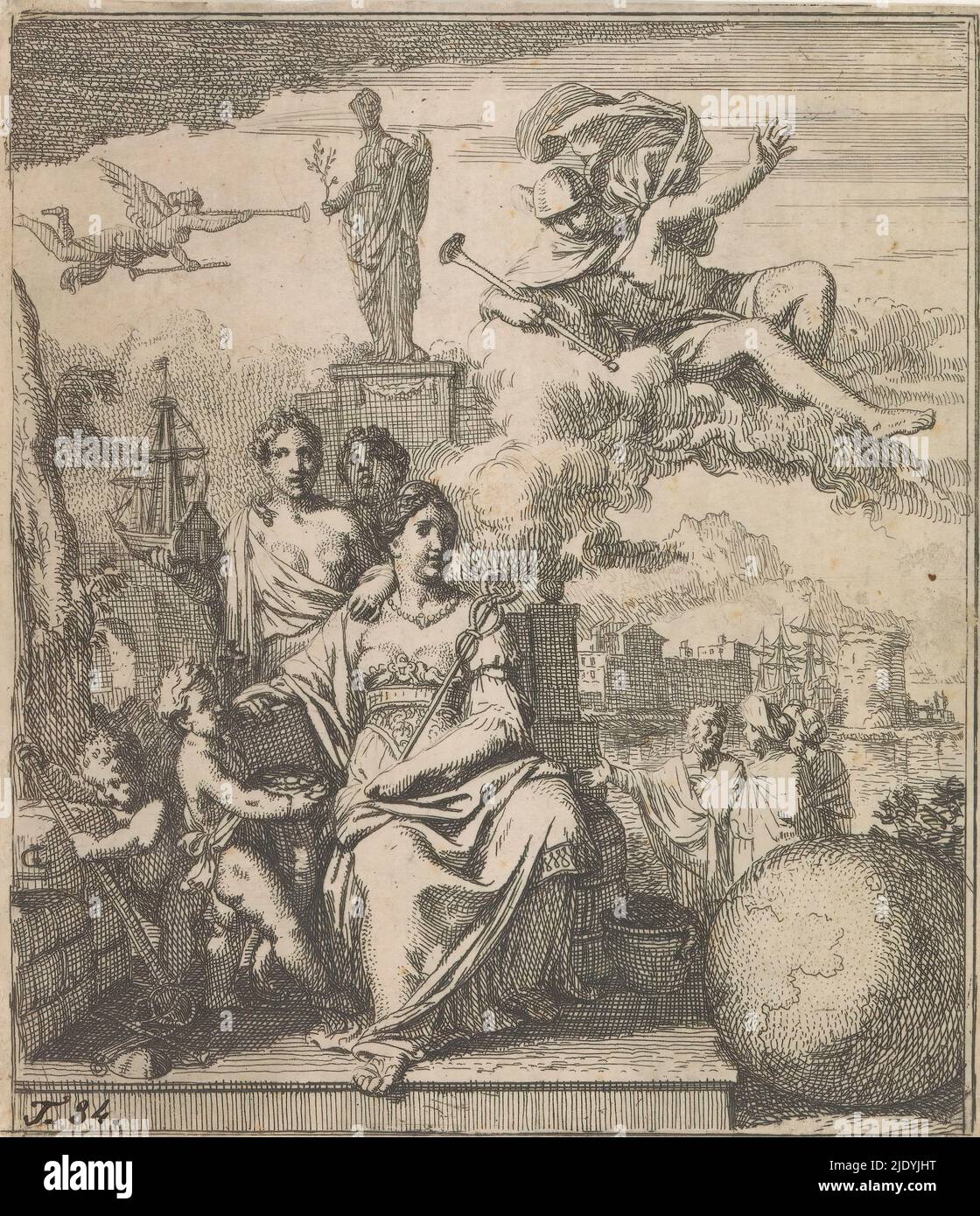 Mercury beholds Commerce and Shipping, From the air, Mercury with a ...