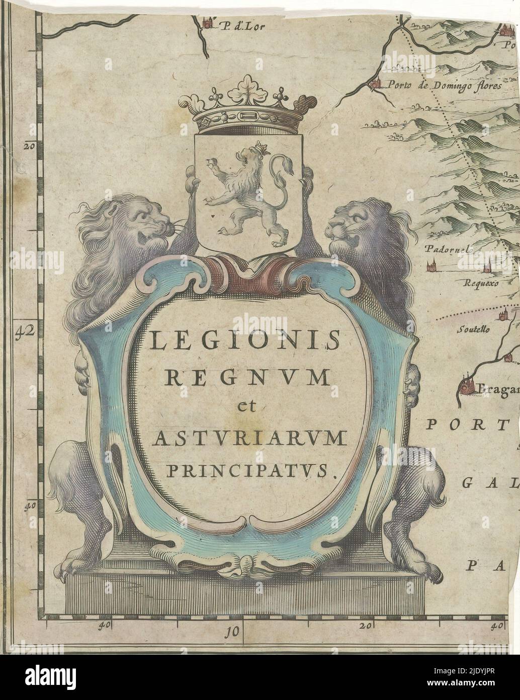 Lions with cartouche and coat of arms, Legionis regnum et asturiarum ...