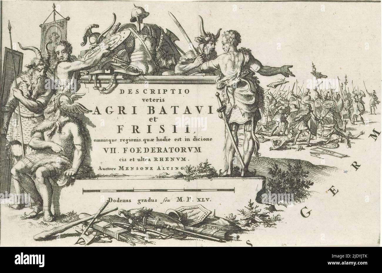 Allegorical representation with Germanic warriors, Descriptio veteris ...