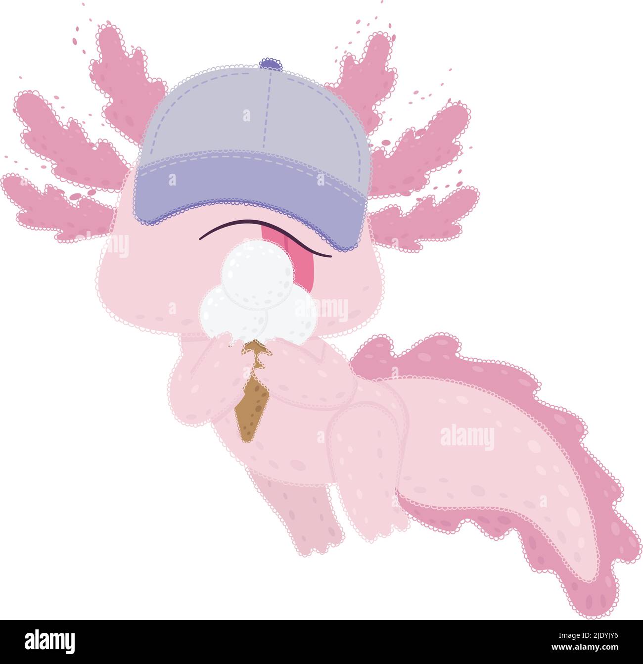 Clipart Axolotl in Cartoon Style. Cute Clip Art Axolotl with Ice Cream ...