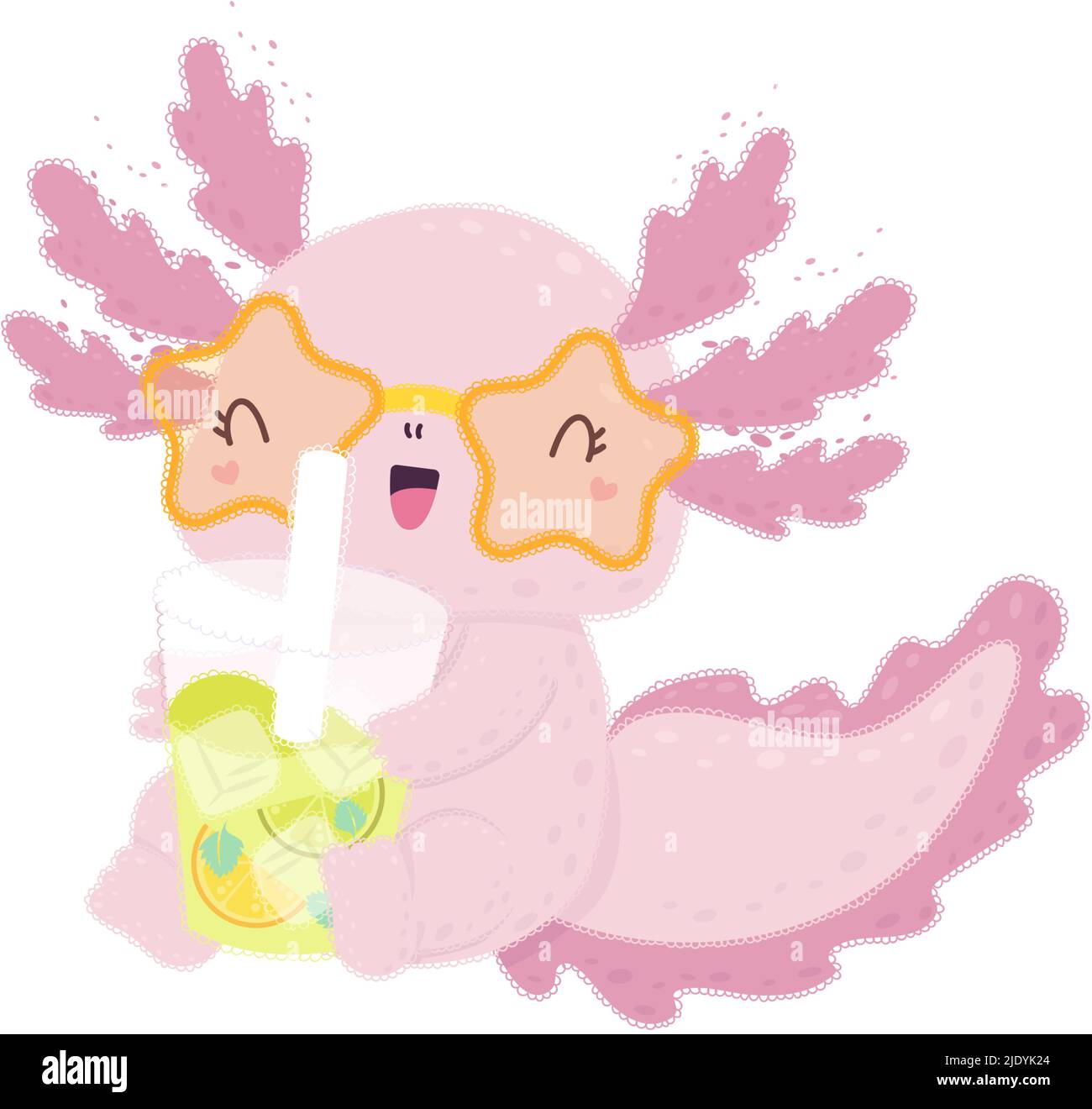 Cute Axolotl Clipart Isolated on White Background. Funny Clip Art ...