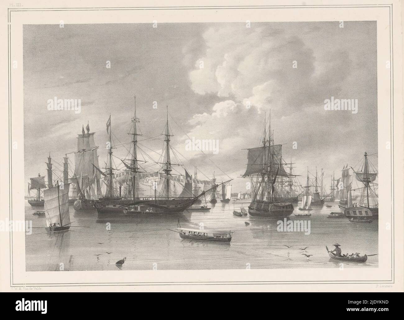 View of the anchorage of Batavia, The Reede of Batavia (title on object ...