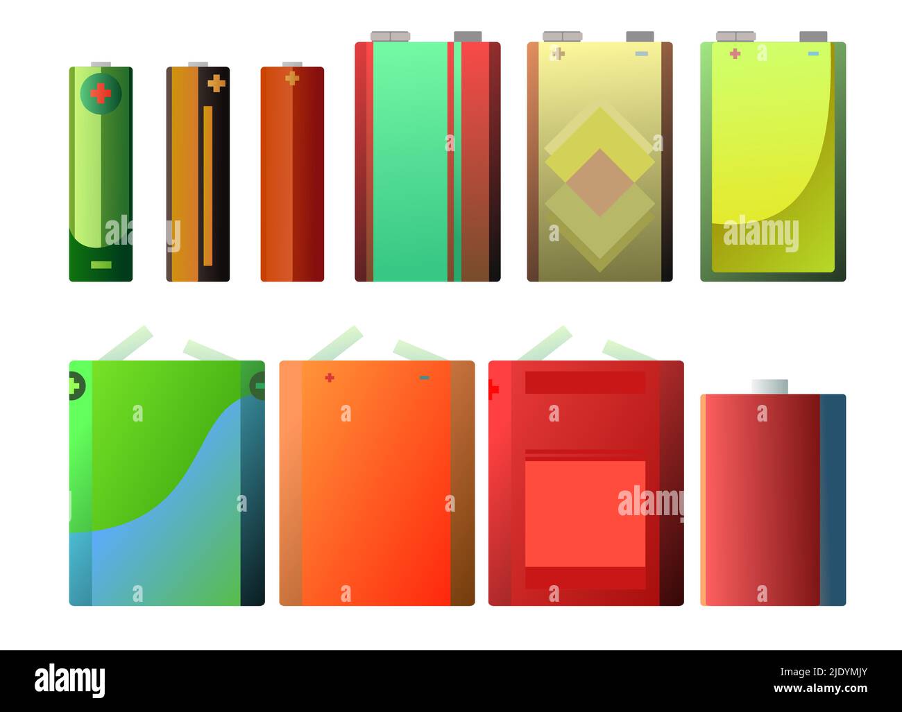 Set of Battery Energy source. Electricity accumulator. Galvanic cell ...
