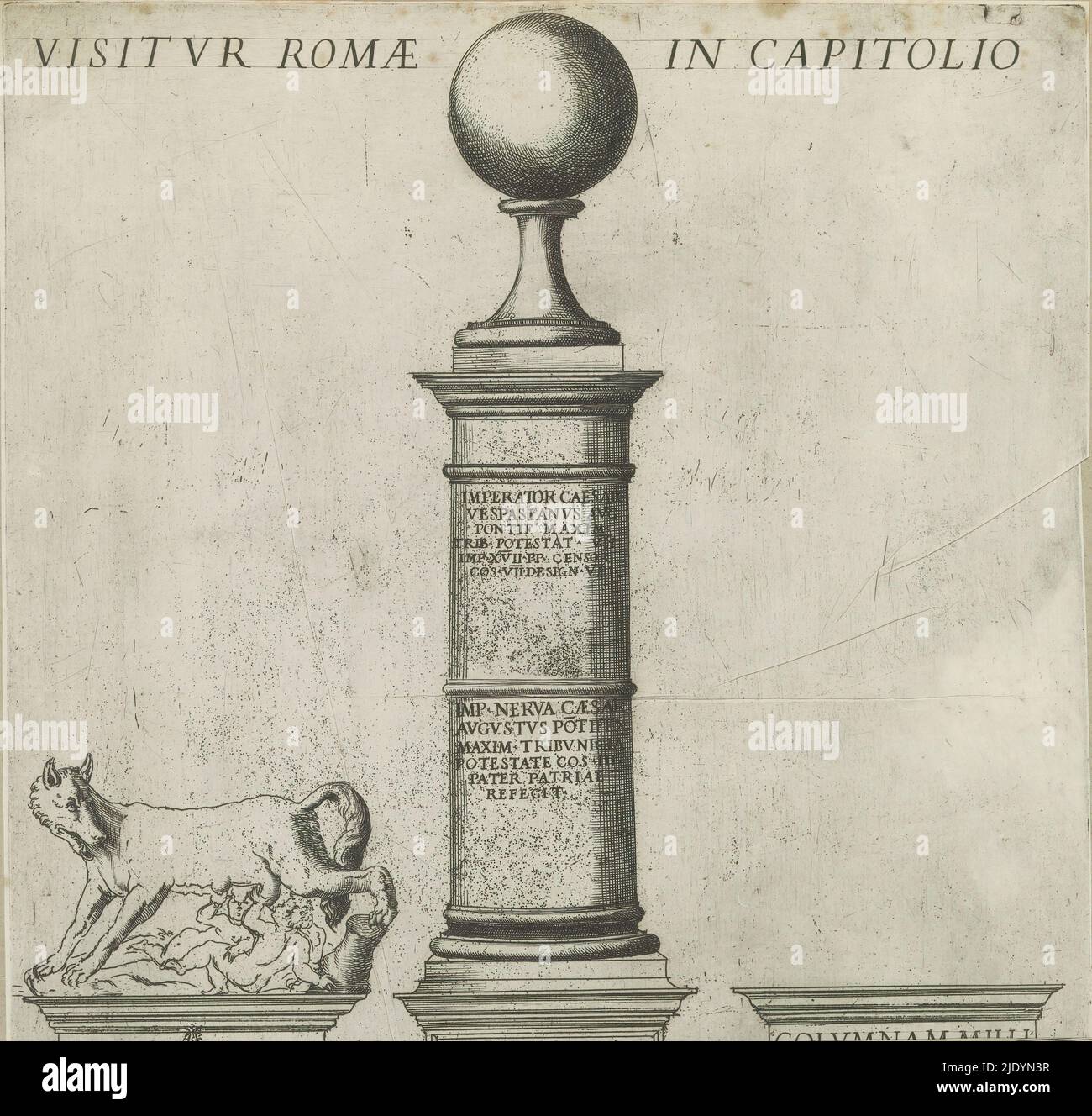 Milliarium Aureum and sculpture of the Lupa Capitolina, Visitur Romae ...