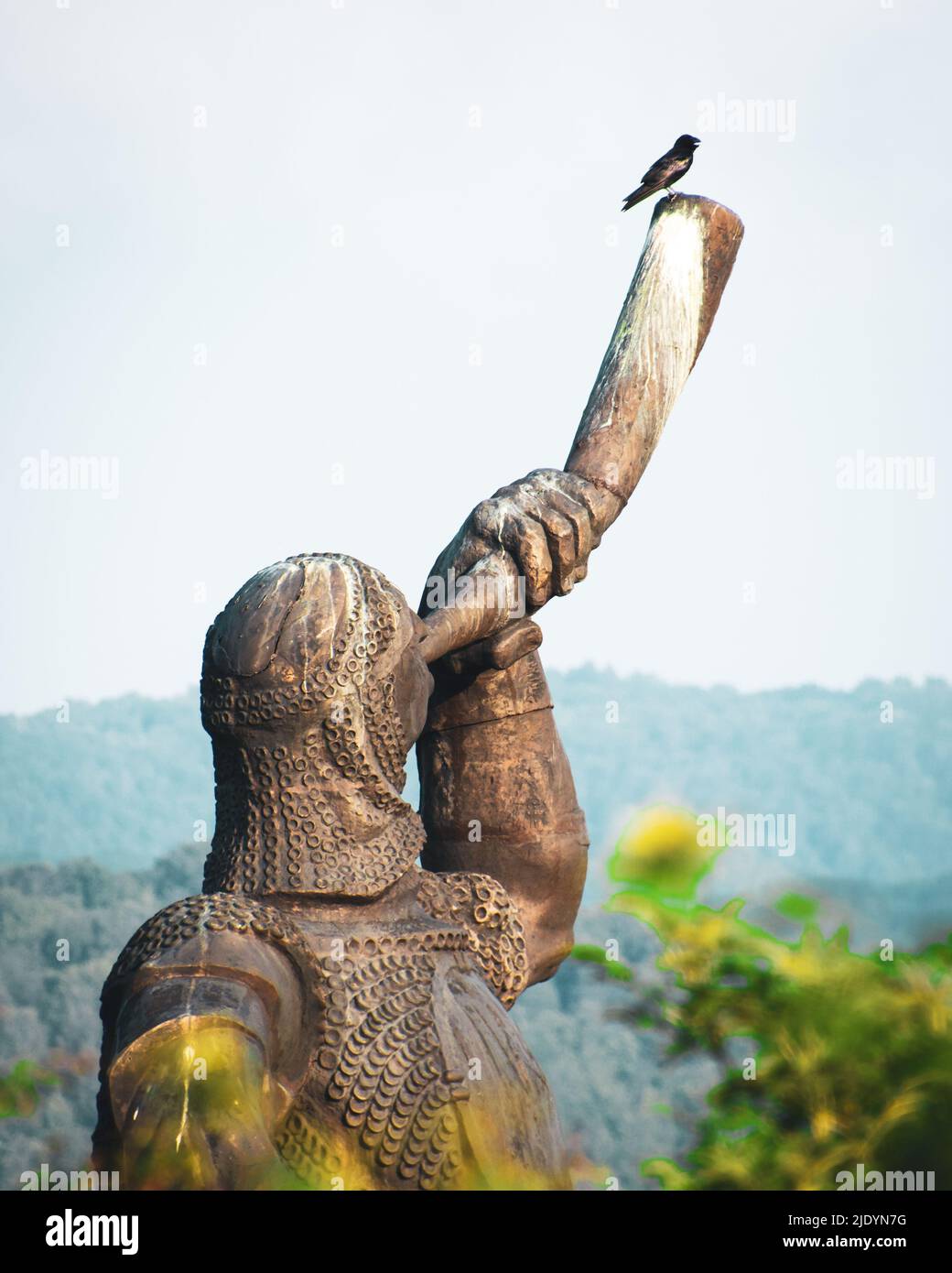 Giant soldier holding horn statue monument in Didgori - historical site ...
