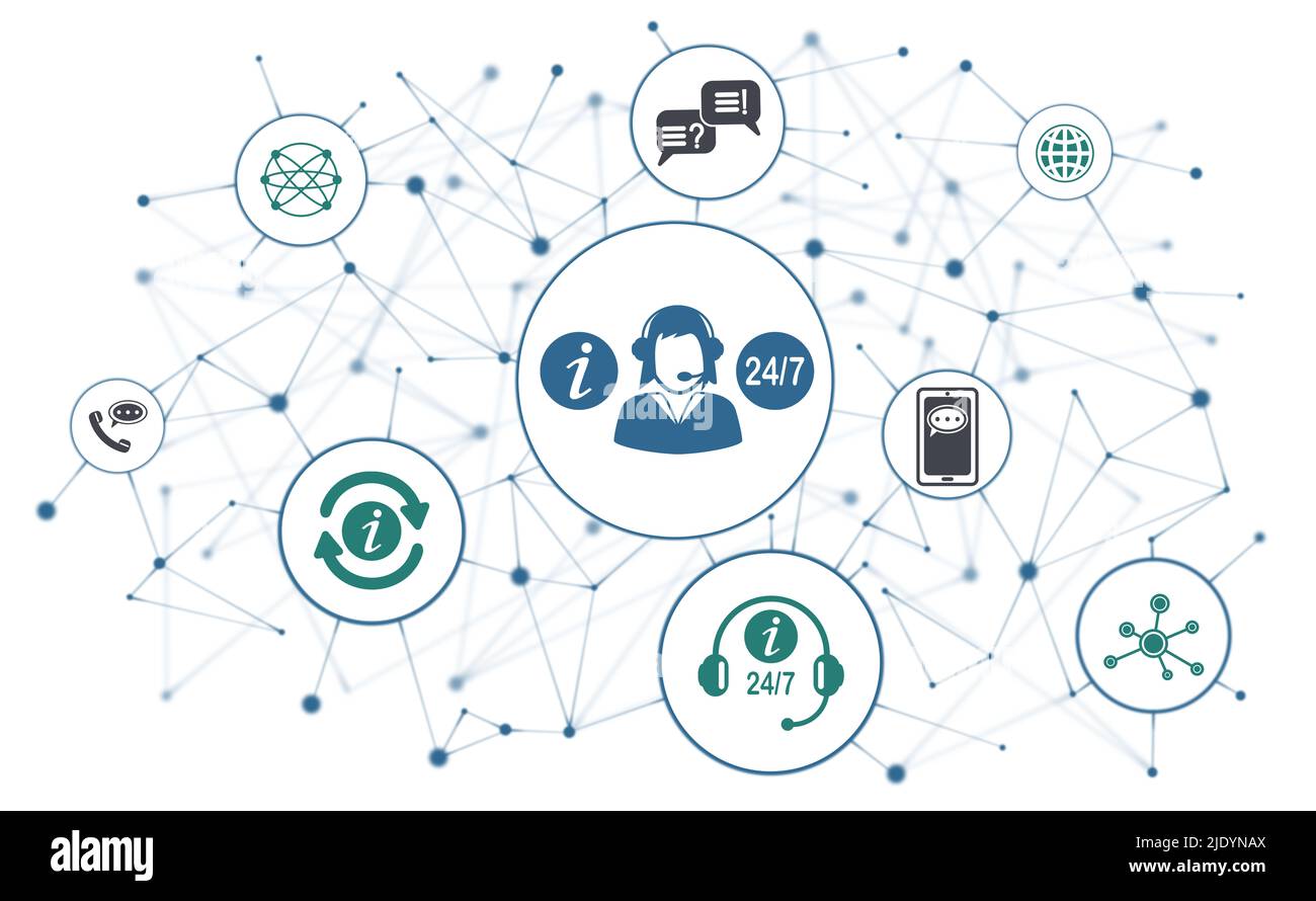 Concept of customer service with connected icons Stock Photo - Alamy