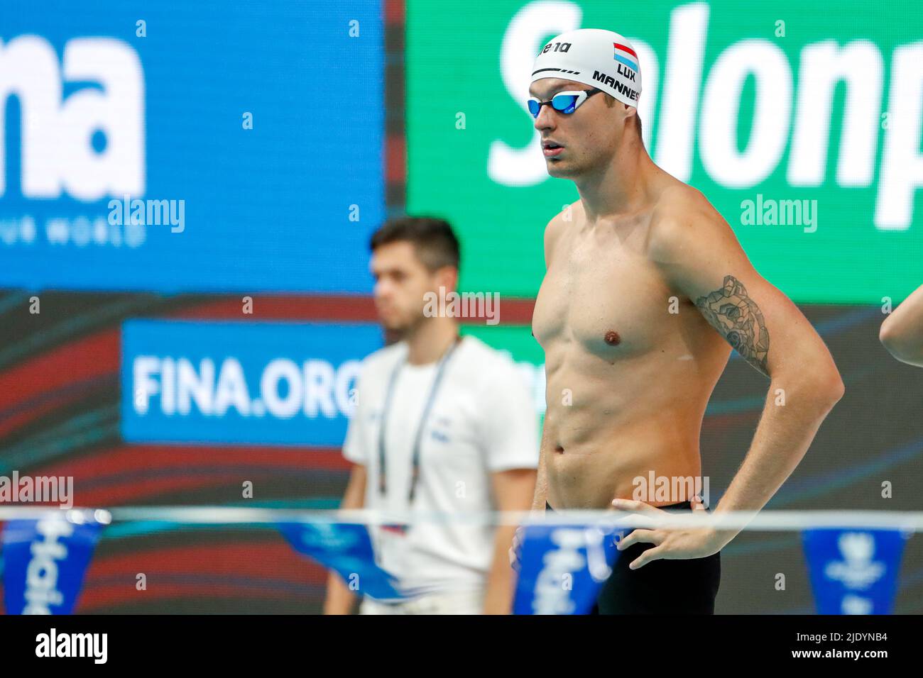 BUDAPEST, HUNGARY - JUNE 24: Max Mannes of Luxenburg competing at the ...