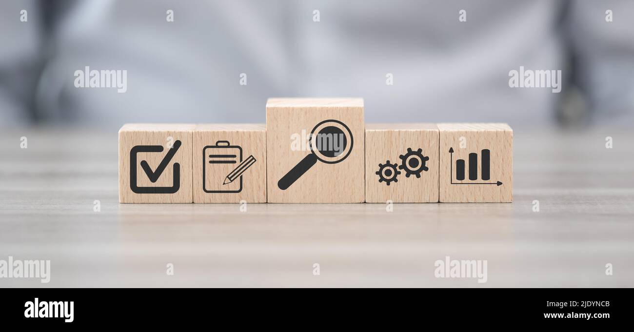 Wooden blocks with symbol of business analysis concept Stock Photo - Alamy