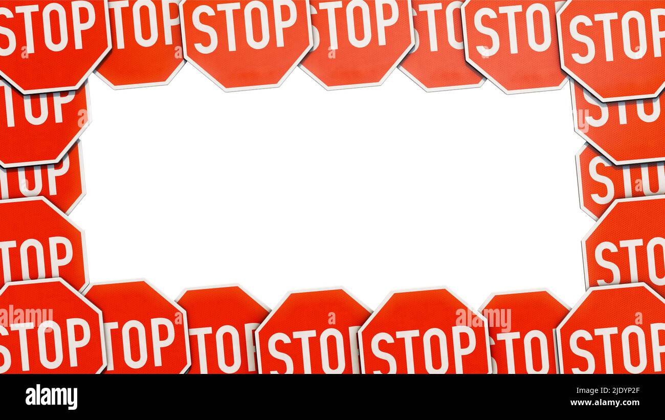 Isolated frame with stop signs and copy space Stock Photo - Alamy