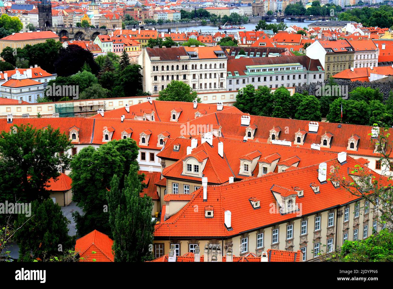 Prague, Czech Republic. Mala Strana, Lesser Town of Prague. Top view of ...