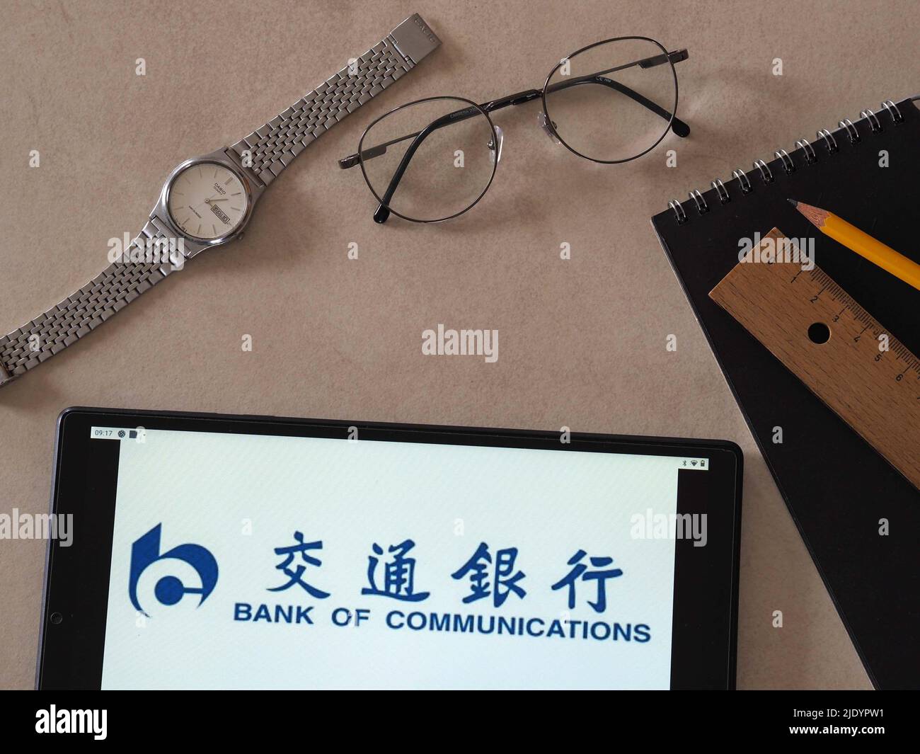 In this photo illustration Bank of Communications Limited logo seen ...