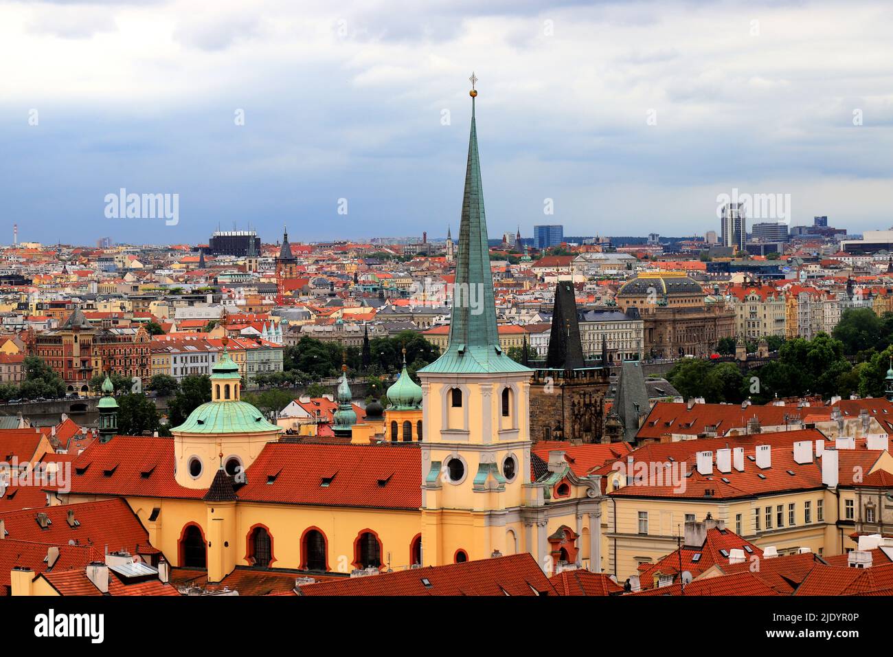 Prague, Czech Republic. Mala Strana, Lesser Town of Prague. Top view of ...