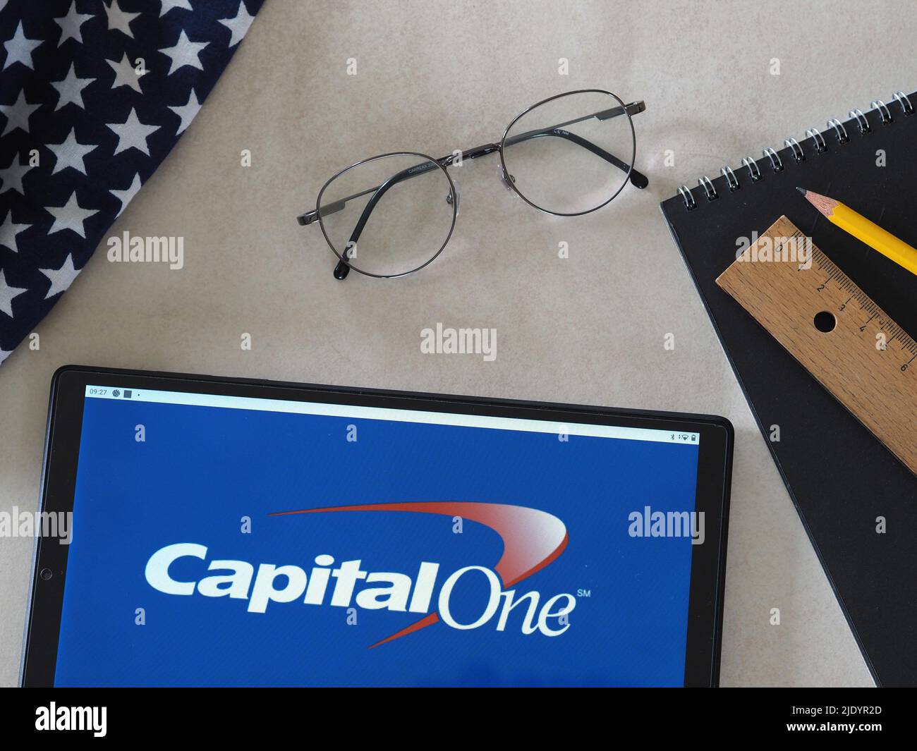 In this photo illustration Capital One Financial Corporation logo seen ...