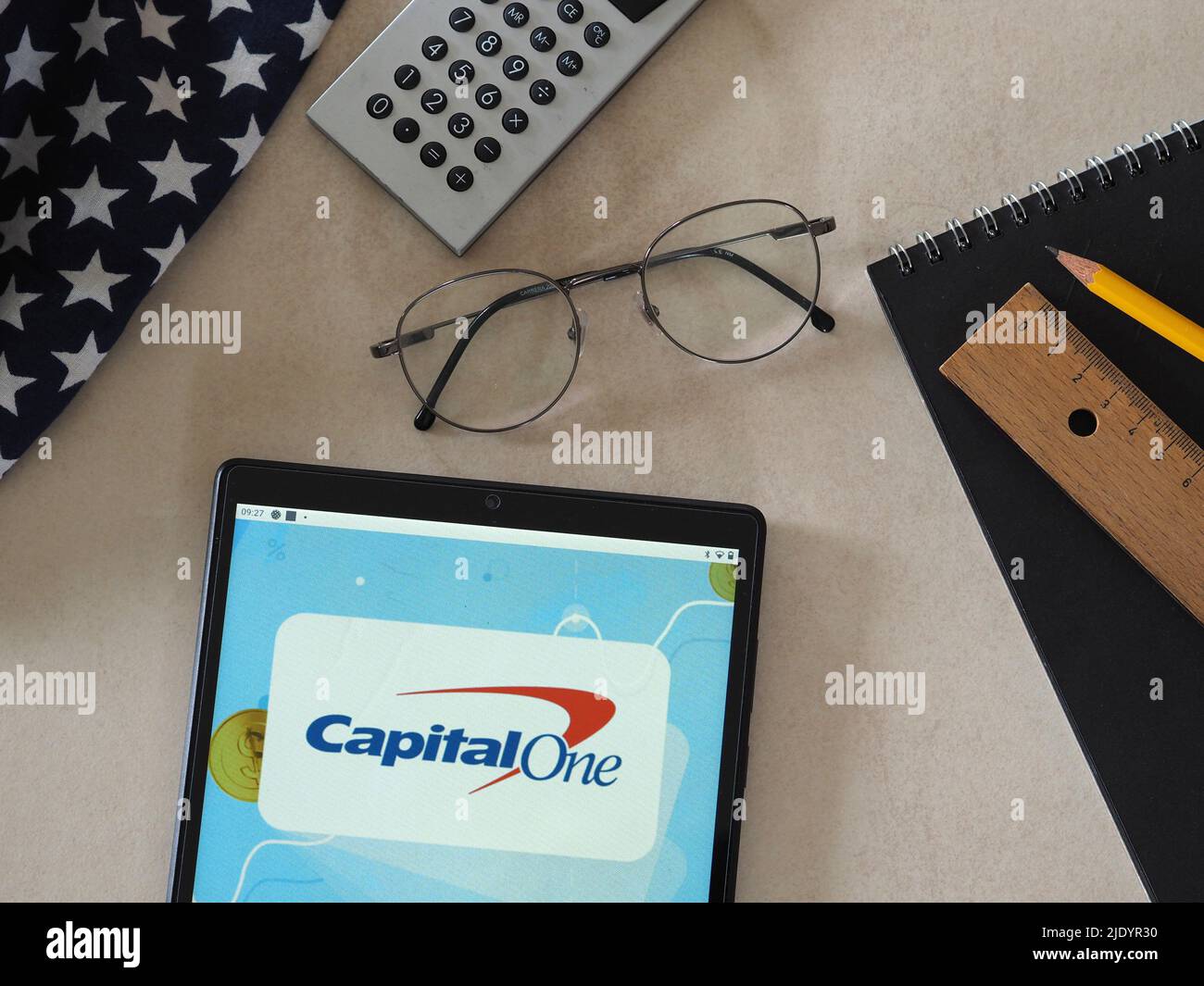 In this photo illustration Capital One Financial Corporation logo seen ...