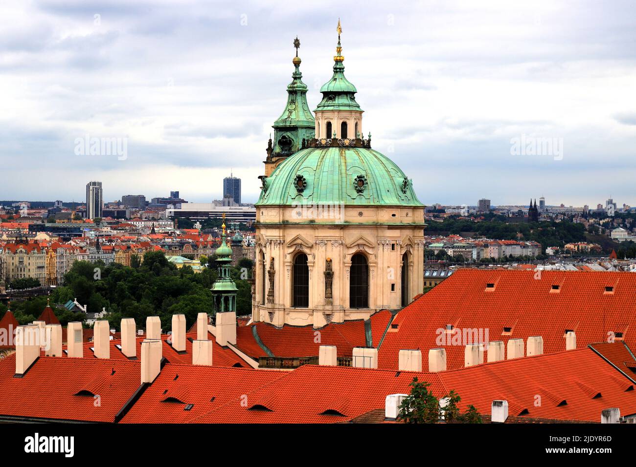 Prague, Czech Republic. Mala Strana, Lesser Town of Prague. Top view of ...