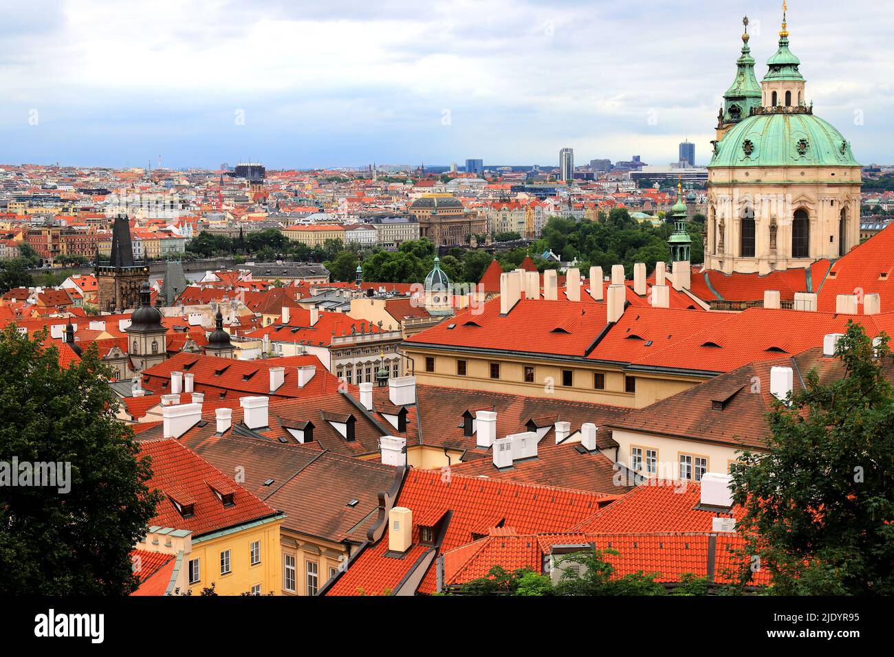 Prague, Czech Republic. Mala Strana, Lesser Town of Prague. Top view of ...