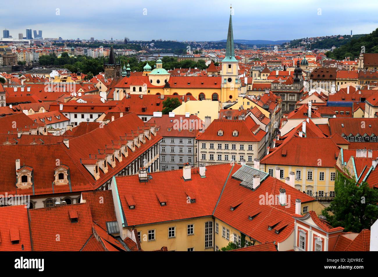 Prague, Czech Republic. Mala Strana, Lesser Town of Prague. Top view of downtown, panorama ...