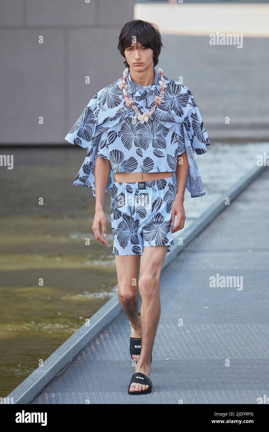 MILAN, ITALY - JUNE 18, 2022: MSGM fashion show, model on the catwalk ...