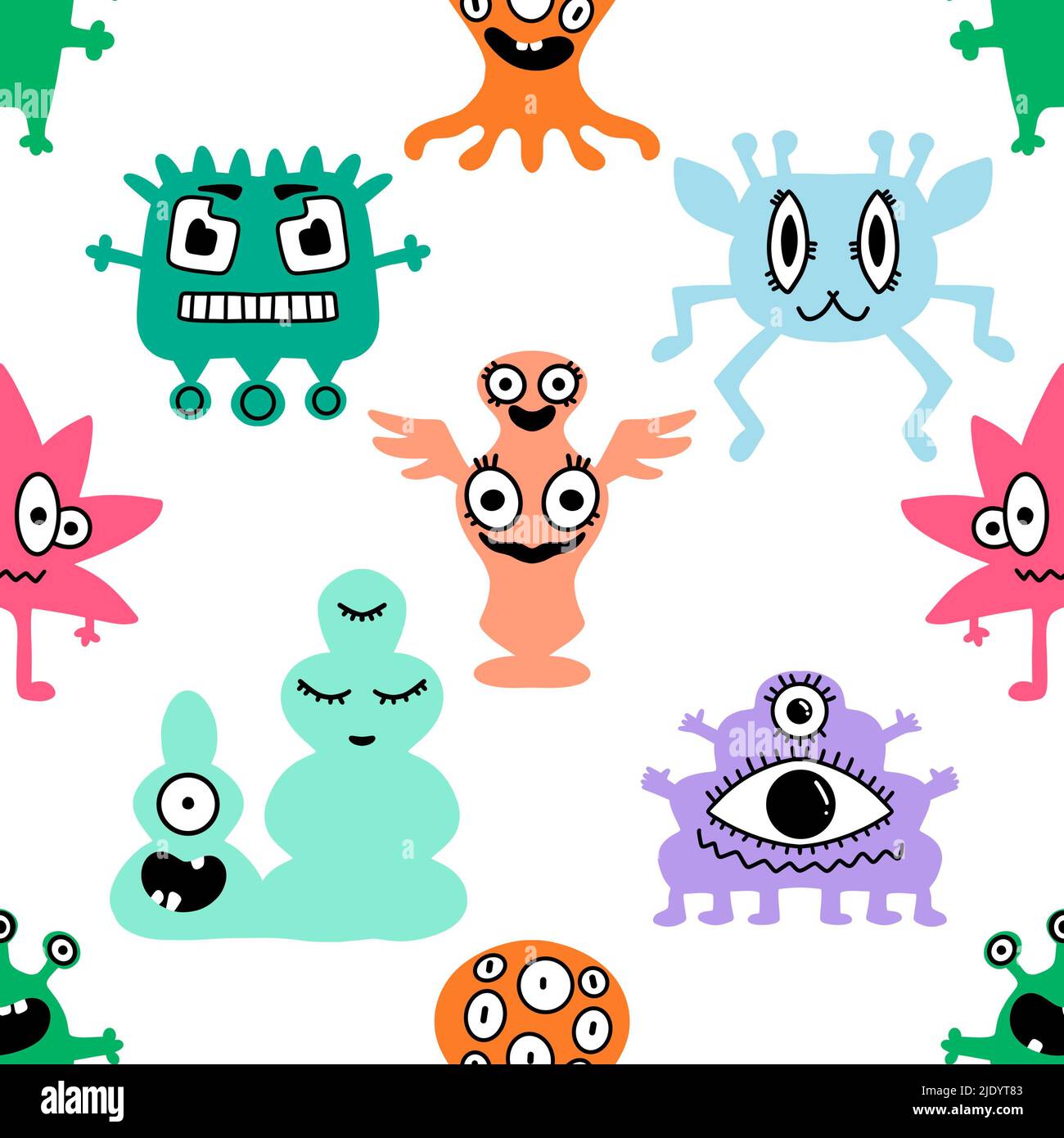 Cartoon seamless aliens and monsters pattern for kids and gifts and ...