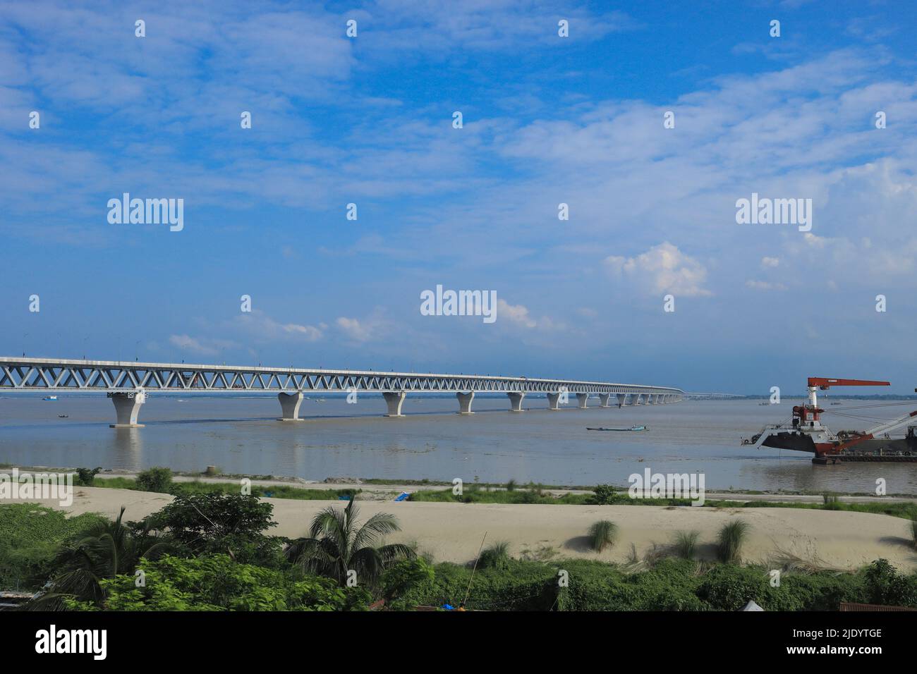 General view of the Padma bridge at Munshiganj area in Dhaka. The Padma ...