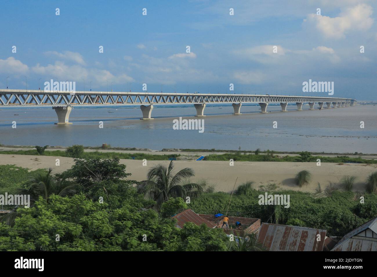 General view of the Padma bridge at Munshiganj area in Dhaka. The Padma ...
