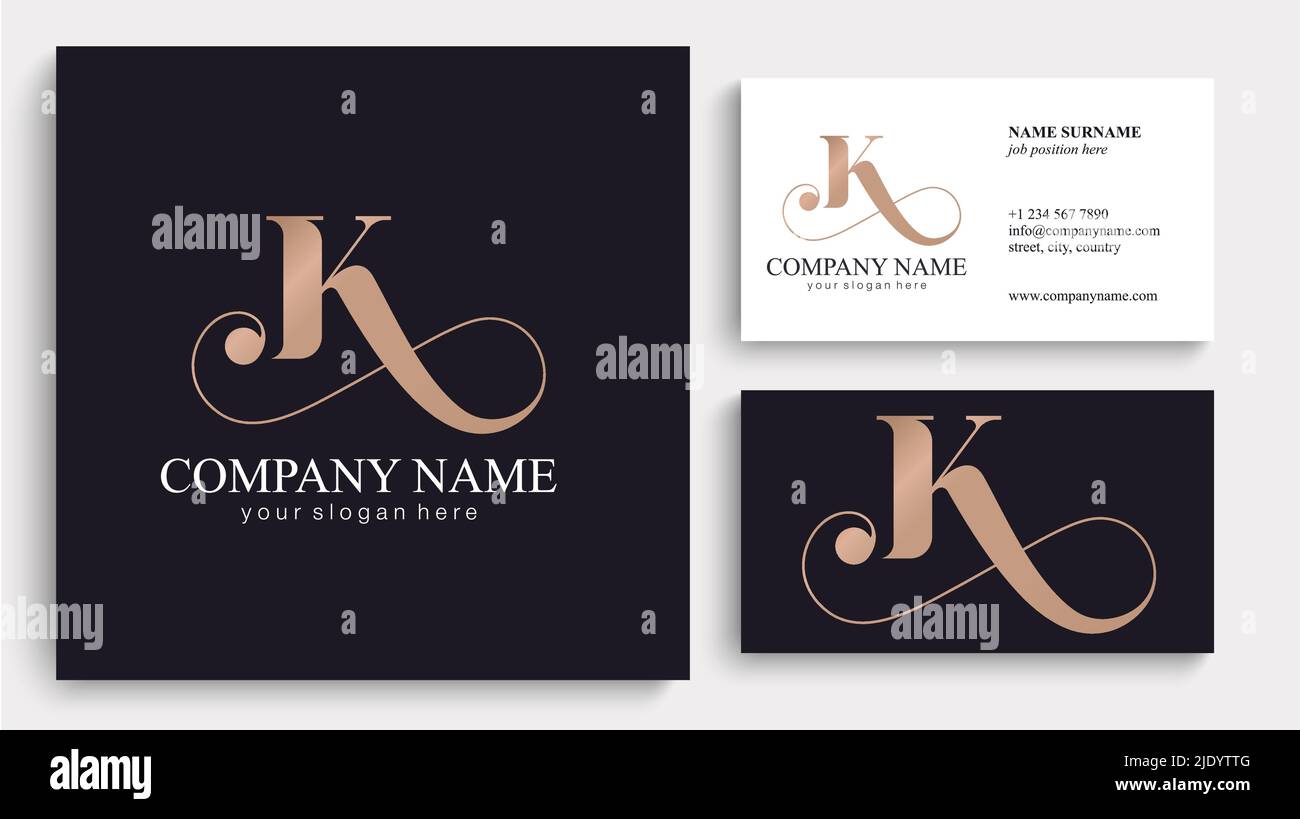 K letter monogram. Elegant luxury K logo. Calligraphic style. Corporate ...