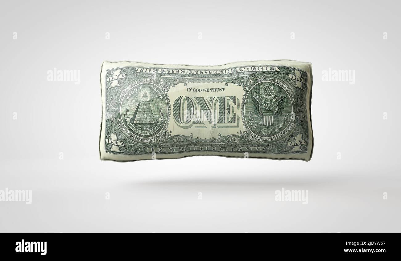 Inflated one dollar bill balloon. Economic inflation concept. 3D ...