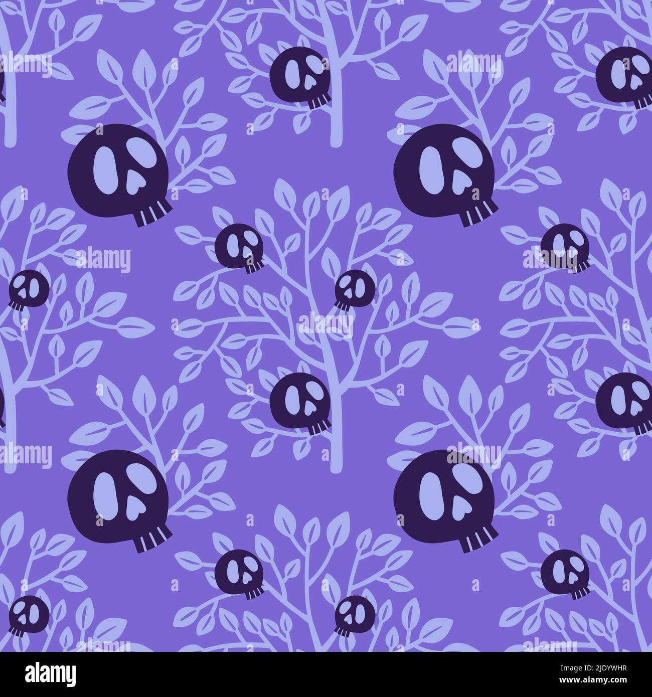 Halloween seamless skulls and trees pattern for fabrics and textiles ...