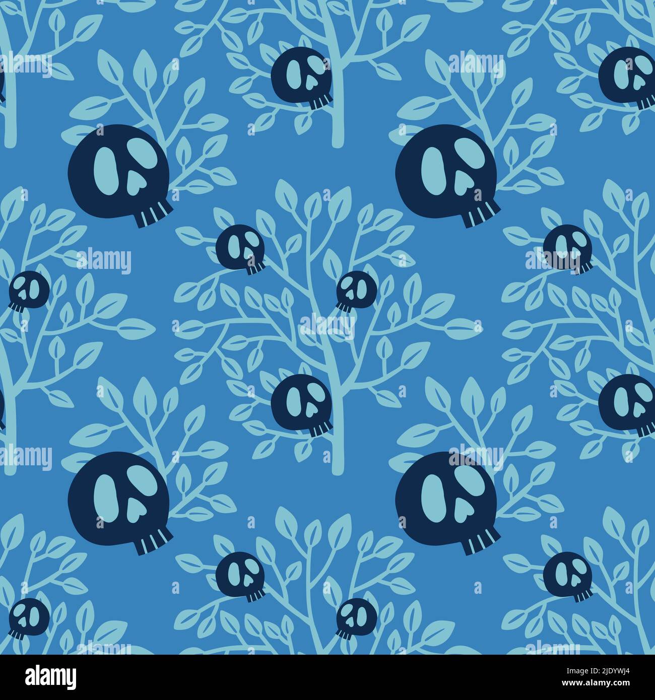 Halloween seamless skulls and trees pattern for fabrics and textiles ...