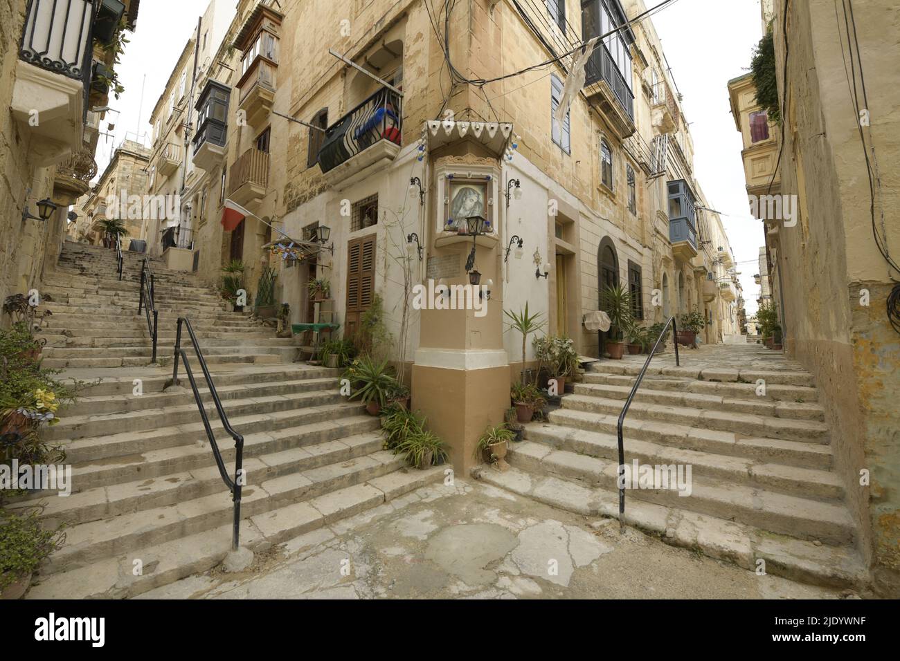 Classic street view of La Valletta old town, Malta Stock Photo - Alamy