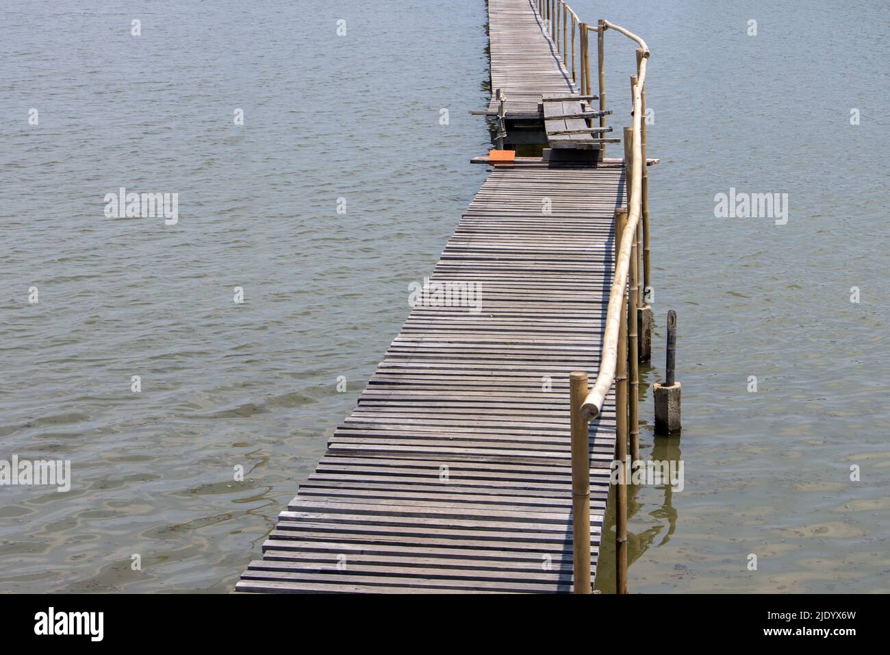 Plank Bridge Wood Lake Wooden Plank Bridge Over Water In Forest In
