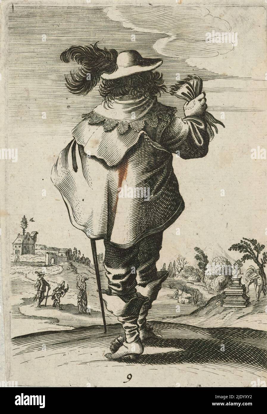 Man, dressed according to the fashion of about 1620, Man, standing in ...