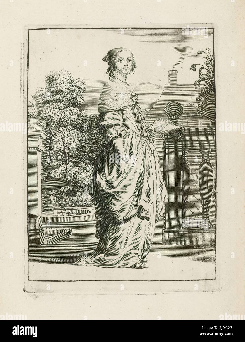 Lady on platform, dressed according to fashion circa 1660, Lady ...