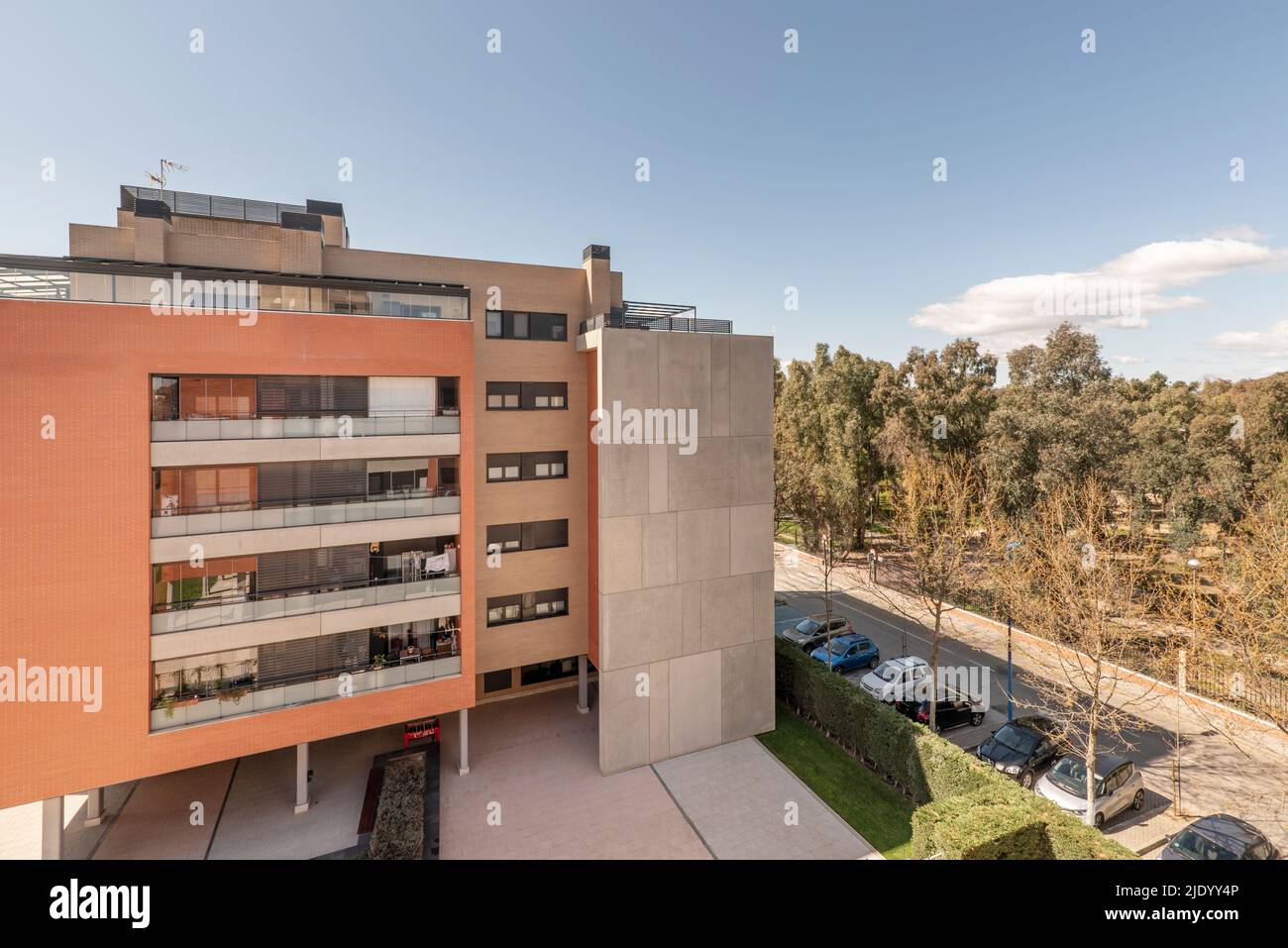 Interior facades of an urban residential development with views of a ...