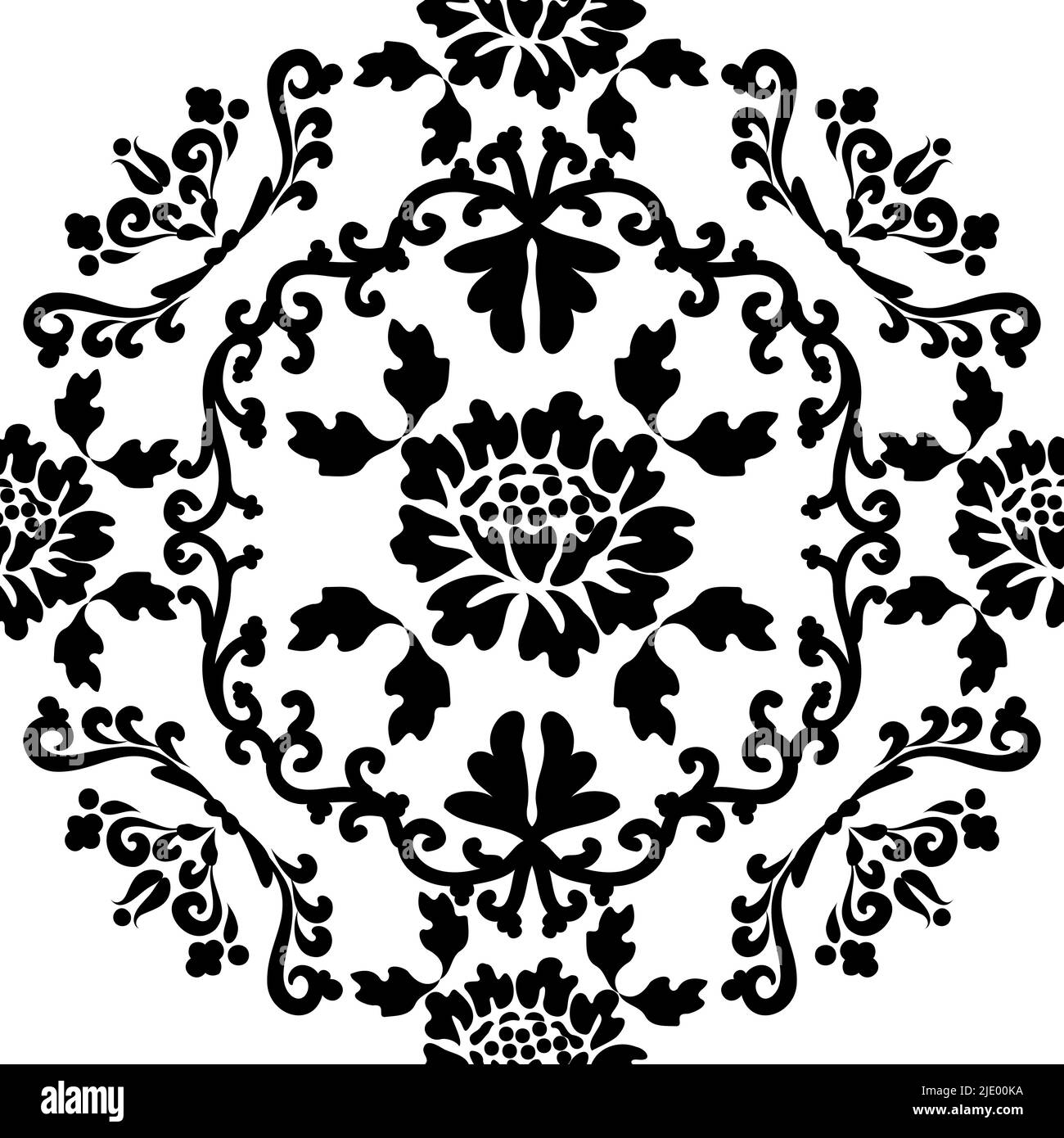 Beautiful seamless pattern in baroque style. Black and white vintage ...