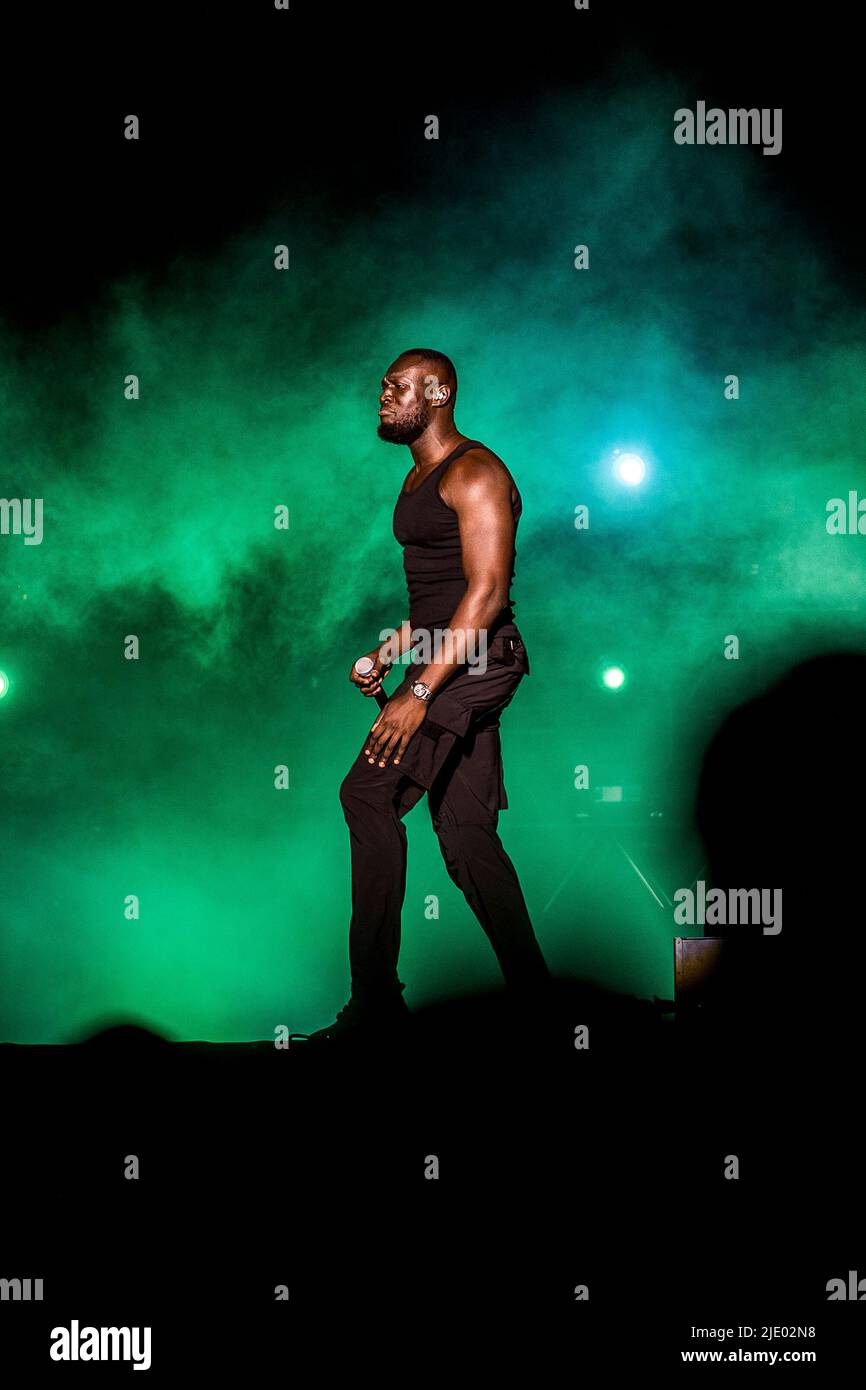 Odense, Denmark. 24th June, 2022. The English rapper Stormzy performs a ...